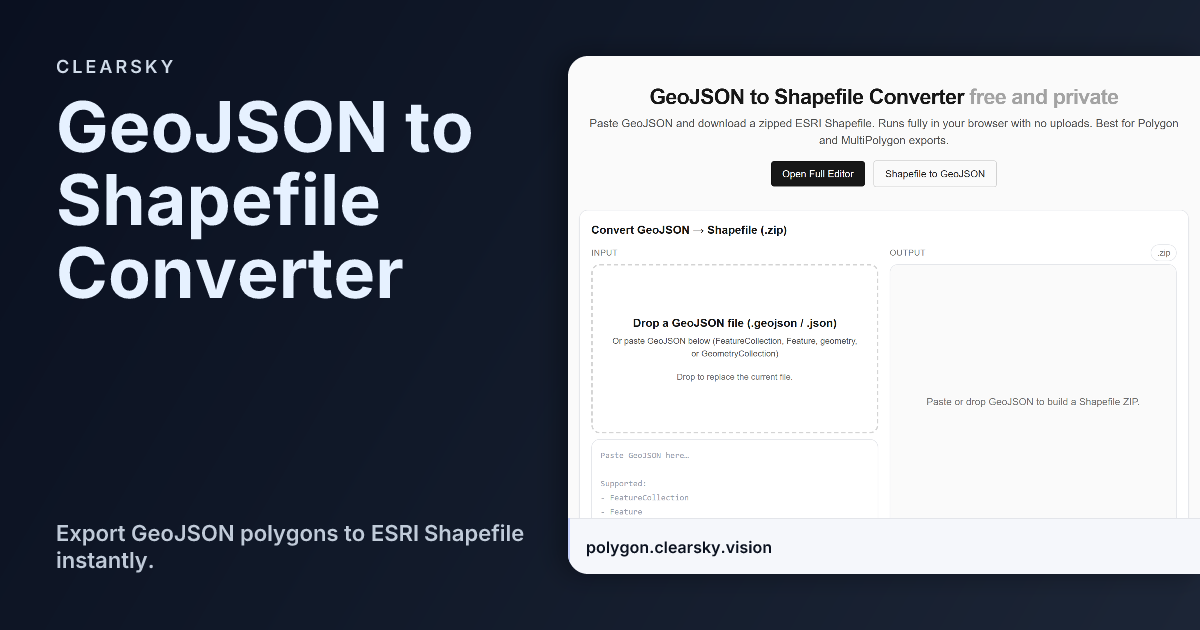 GeoJSON to Shapefile Converter — Free & Fast (No Uploads) — ClearSKY