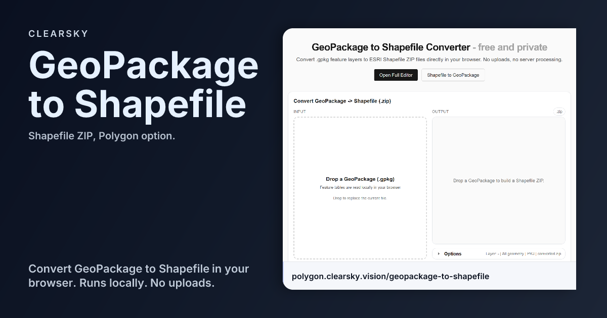 GeoPackage to Shapefile Converter — Shapefile ZIP | ClearSKY