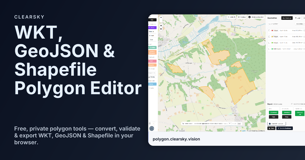 WKT, GeoJSON & Shapefile Polygon Editor — Free, Private & Fast