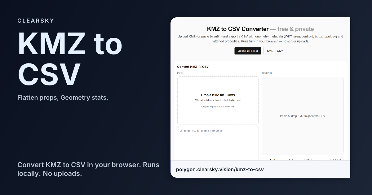 KMZ to CSV Converter — Flatten props | ClearSKY